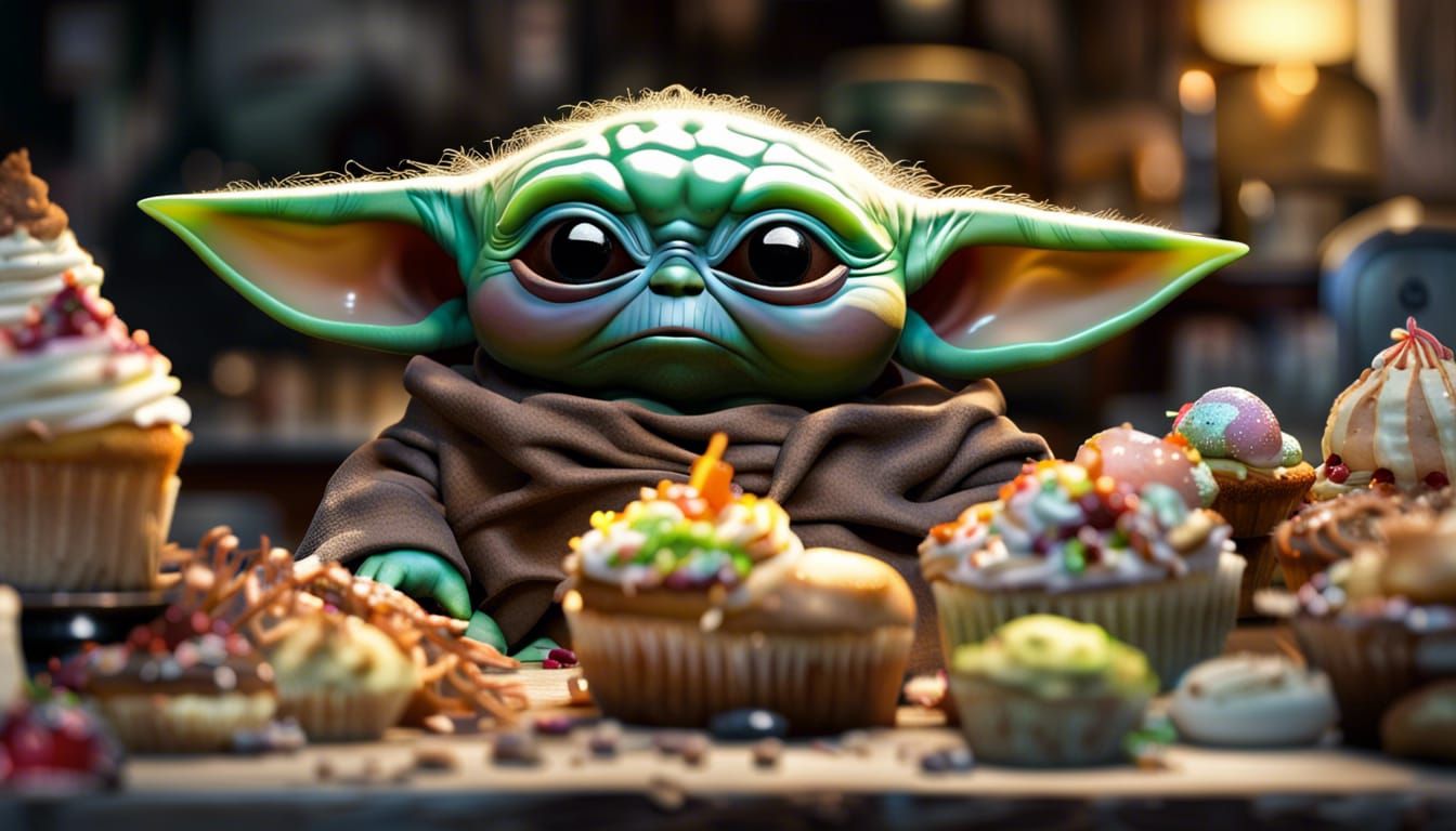 Food-intense Baby Yoda - AI Generated Artwork - NightCafe Creator