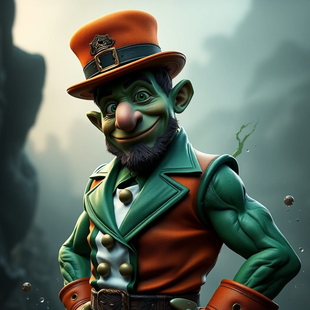 POPEYE WITH MUSCULAR ARMS AND VEINS POPPING OUT WEARING AN IRISH FLAG ...