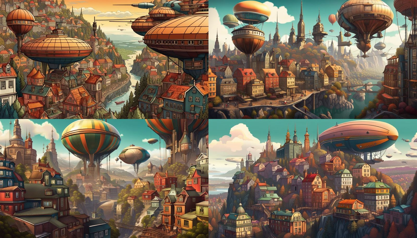 A city on a mountain surrounded by airships - AI Generated Artwork - NightCafe Creator