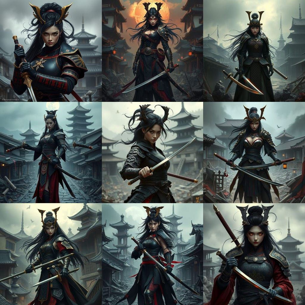 Ethereal Shadowbound Samurai Warrior in Ruins of J... - AI Art