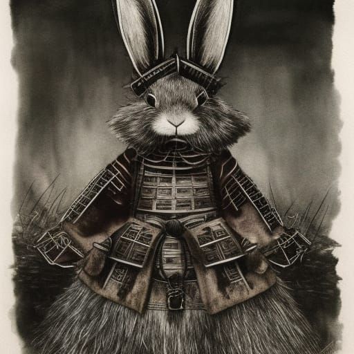 Japanese samurai rabbit on swampy battlefield - AI Generated Artwork ...