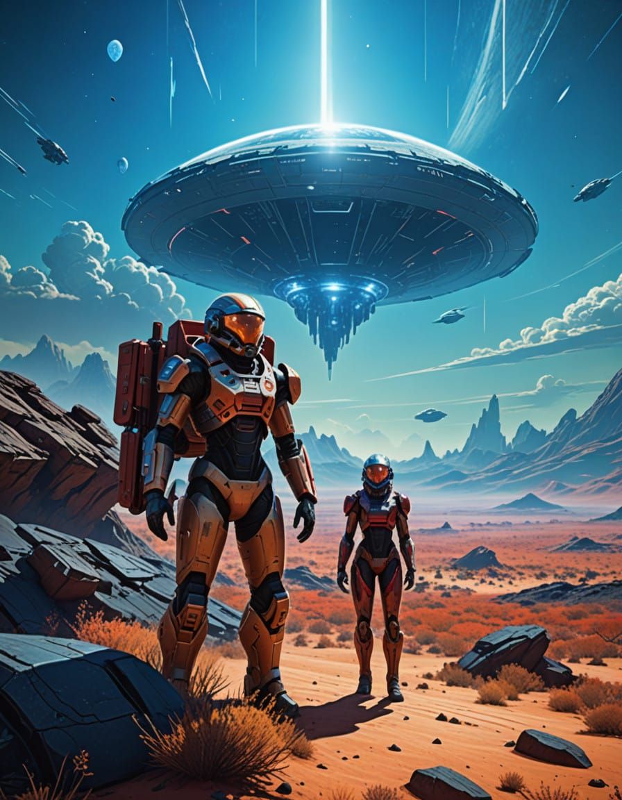 Cyborg Scientists Amidst Terraformed Landscape on ... - AI Art