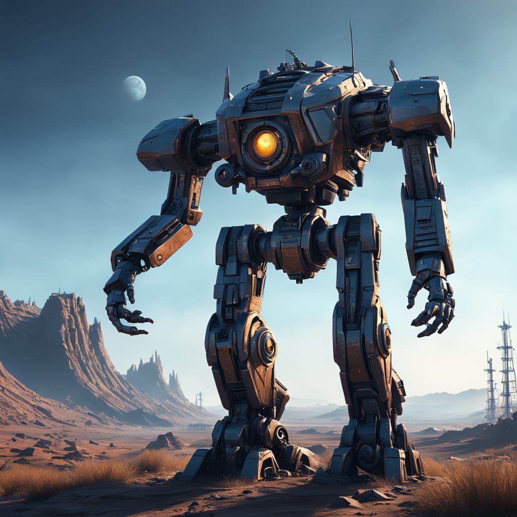 Clay - Cybernetic Clay Mech Dominates Futuristic Landscape