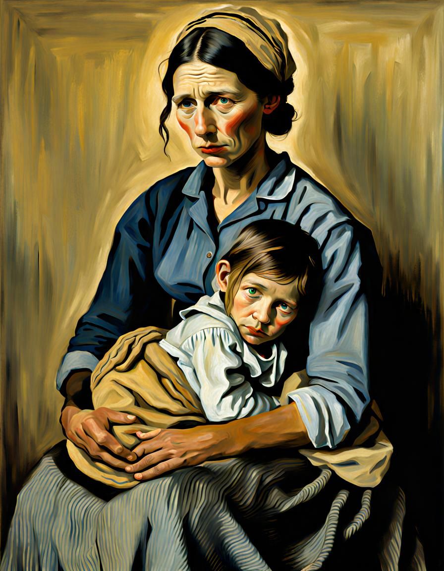 “Migrant Mother" by Dorothea Lange (1936), reimagined as a Vincent Van ...