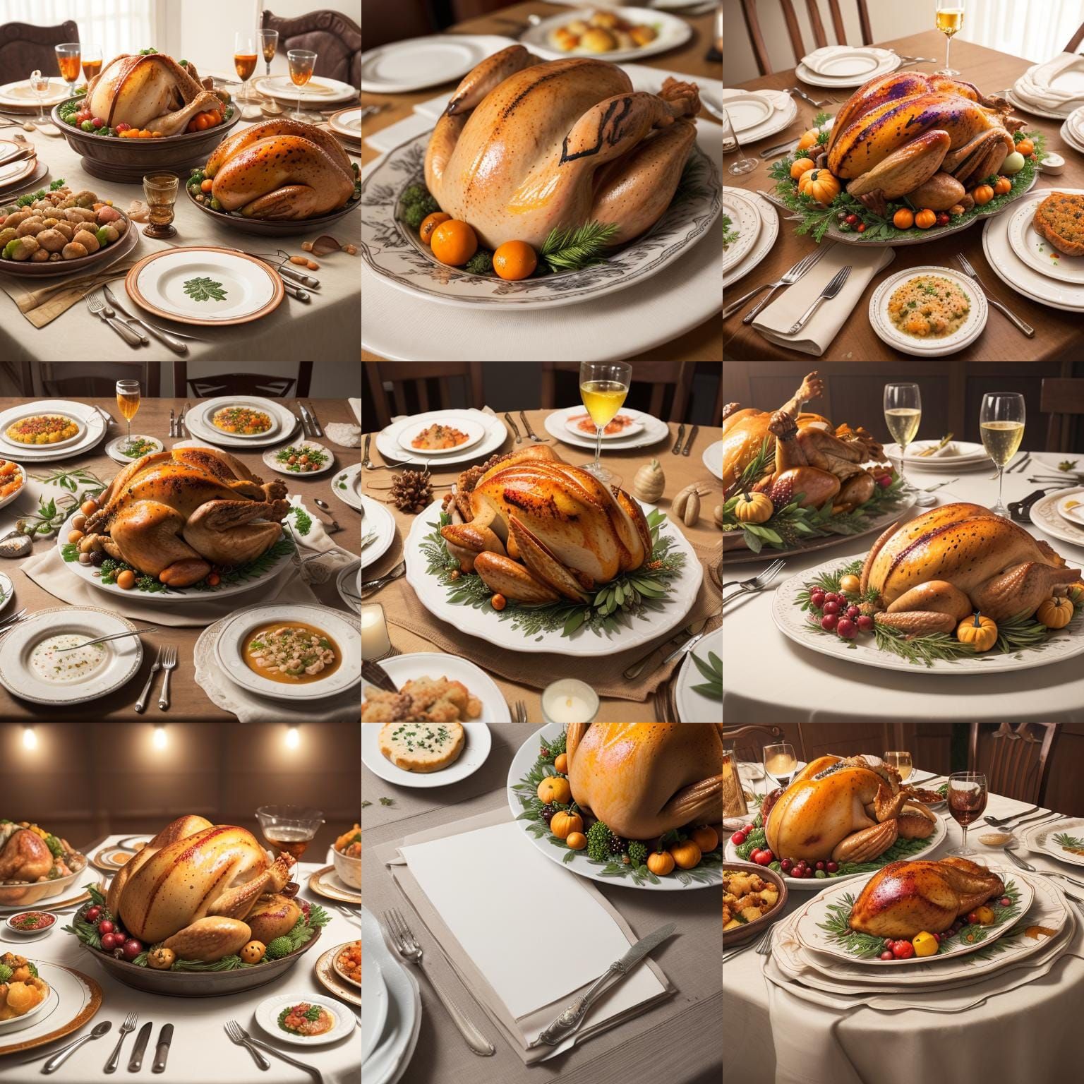 thanksgiving dinner, full view of the table, photo realism, food ...