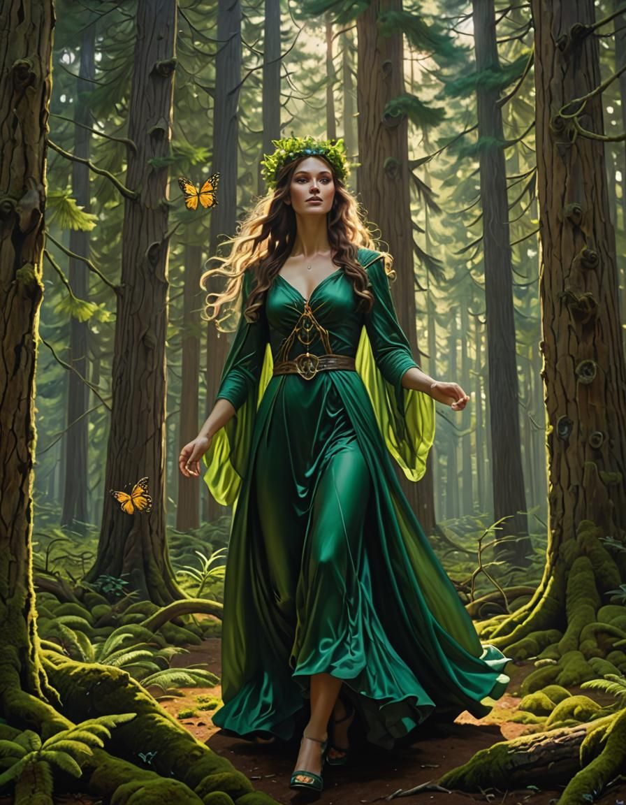 Lush Green Forest Goddess - AI Generated Artwork - NightCafe Creator