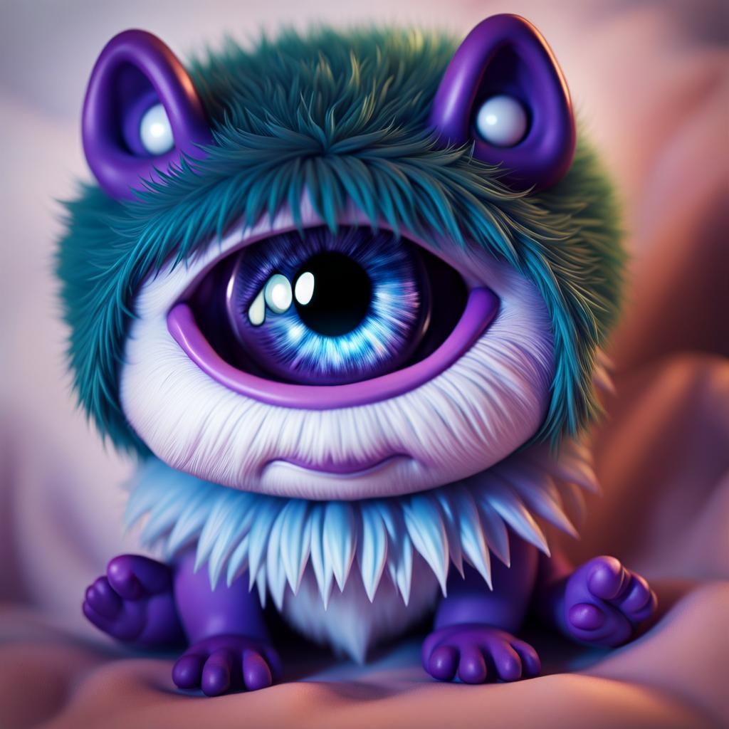Chibi purple cycloptic Fuzzy, cute adorable pleading Chibi purple ...