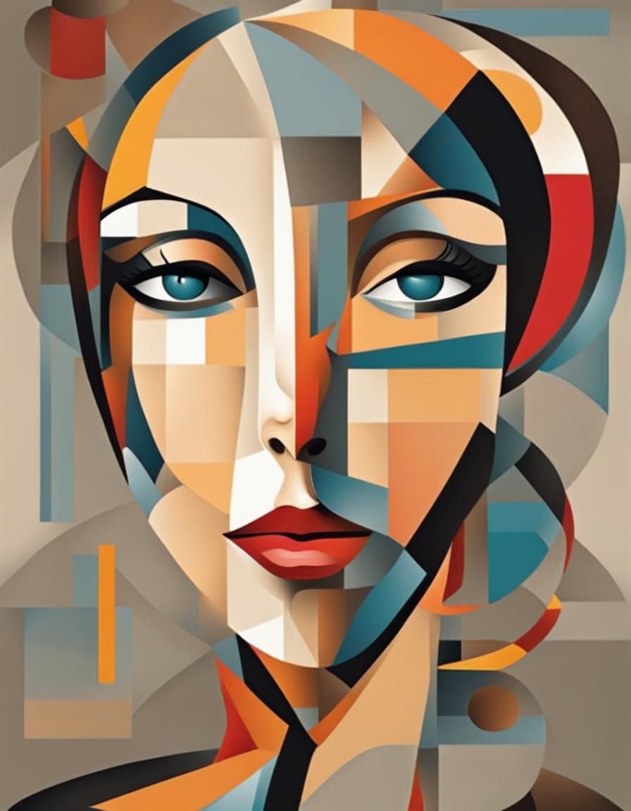 Abstract simplify qubistIc woman portrait - AI Generated Artwork ...