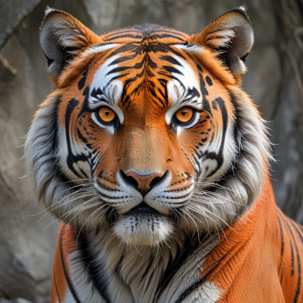 Portrait of an ORANGE and SILVER tiger. ORANGE and SILVER Palette