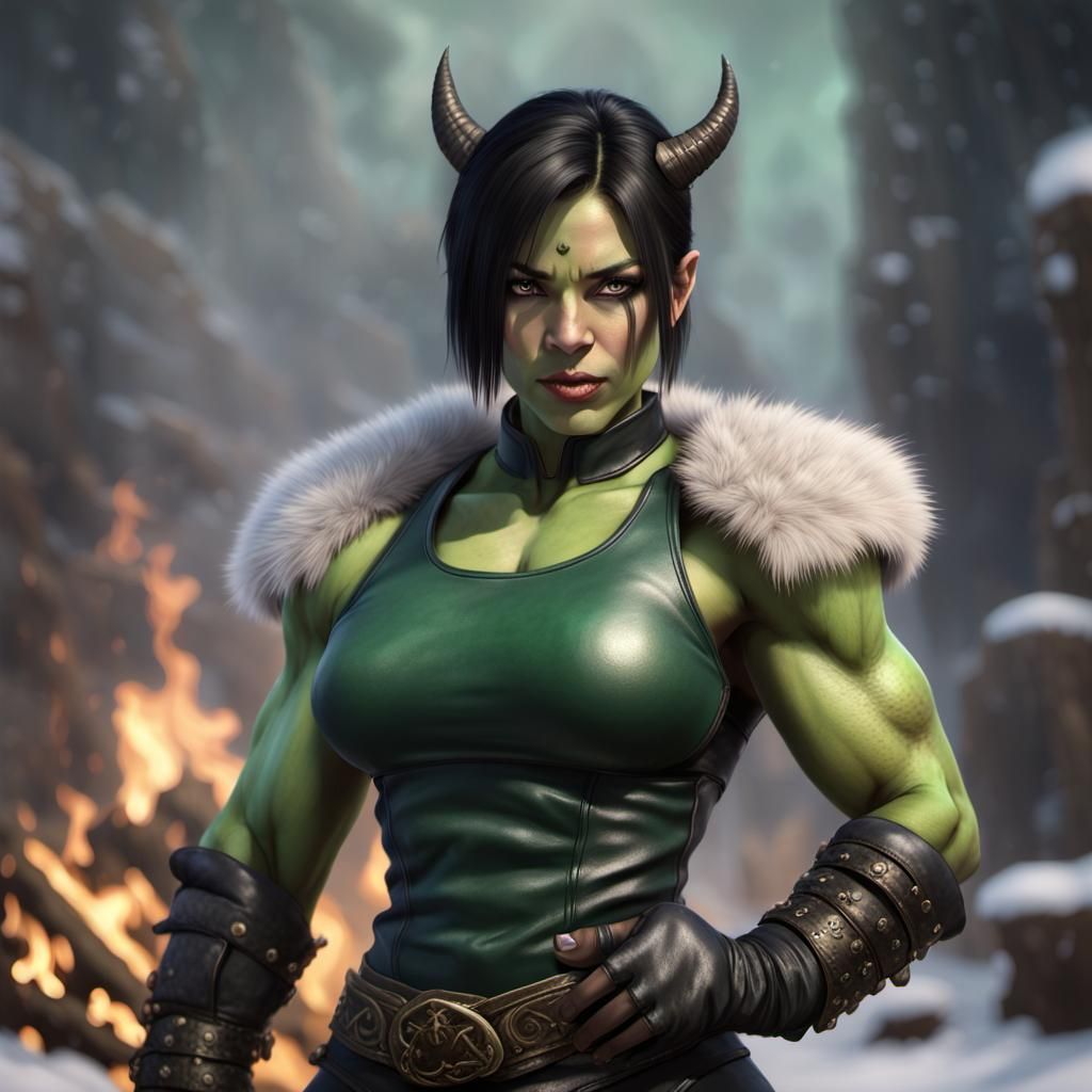 Half Ork Tiefling Barbarian - AI Generated Artwork - NightCafe Creator