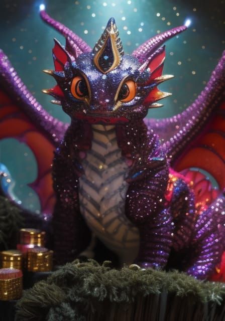Alien Glitter Dragon - AI Generated Artwork - NightCafe Creator