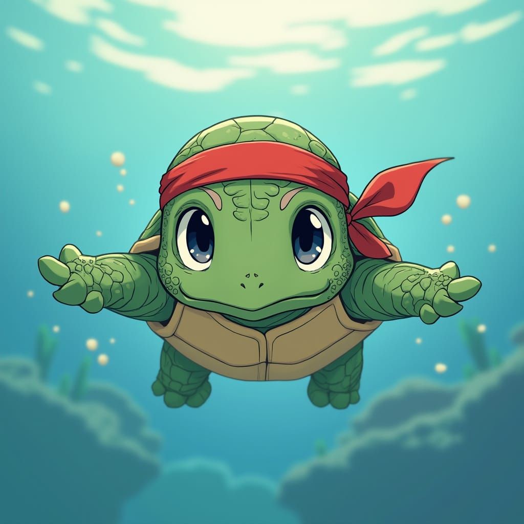 Finding nemo - Anime Ninja Turtle Swimming with Friends