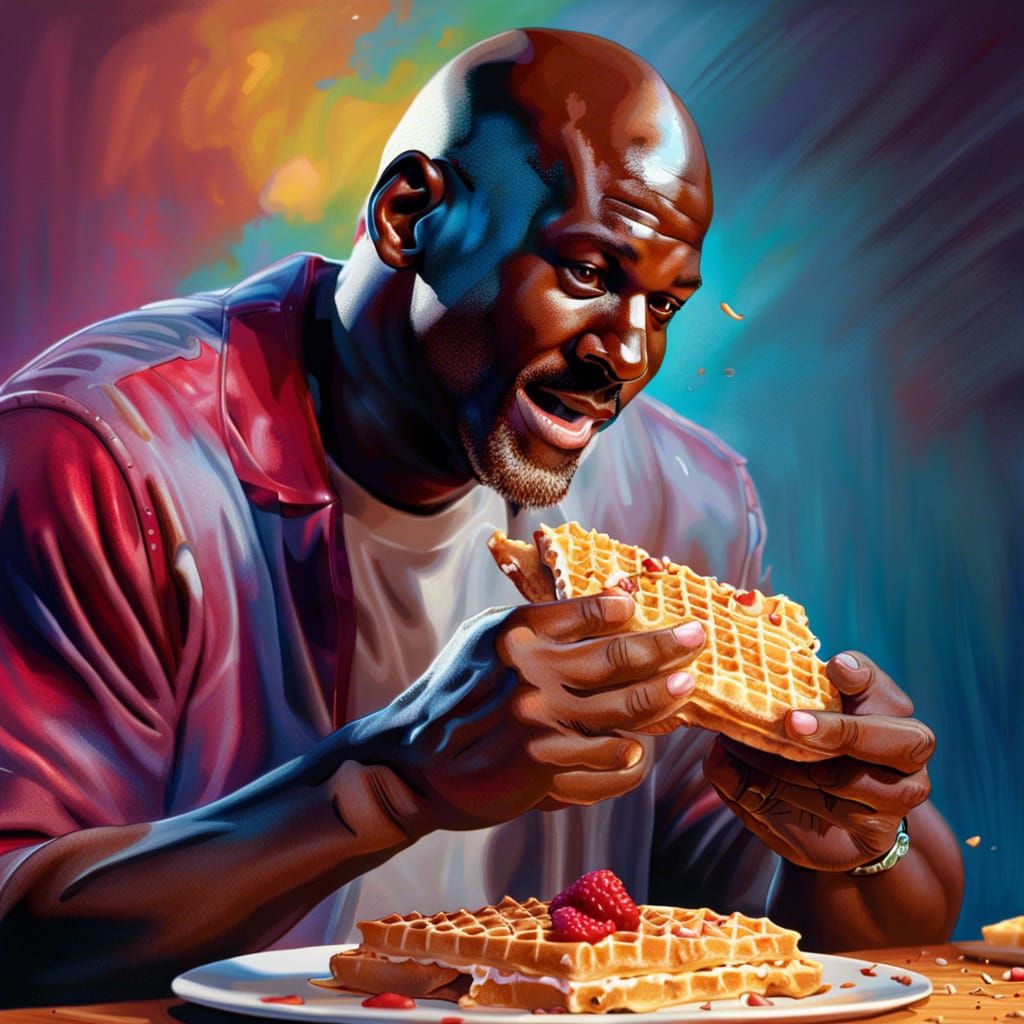 Michael Jordan Eating Waffles - AI Generated Artwork - NightCafe Creator