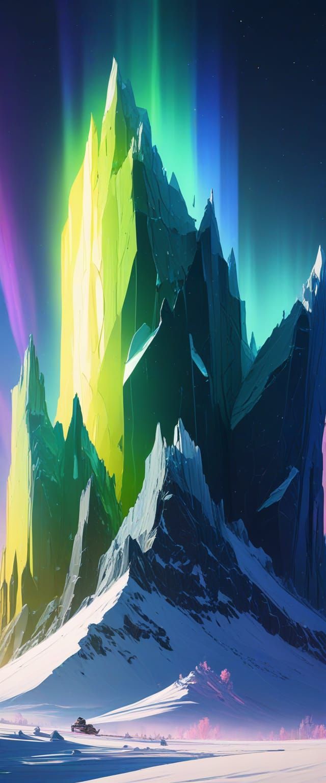 Distorted Sunset Beauty in Shattered Mirror - AI Art