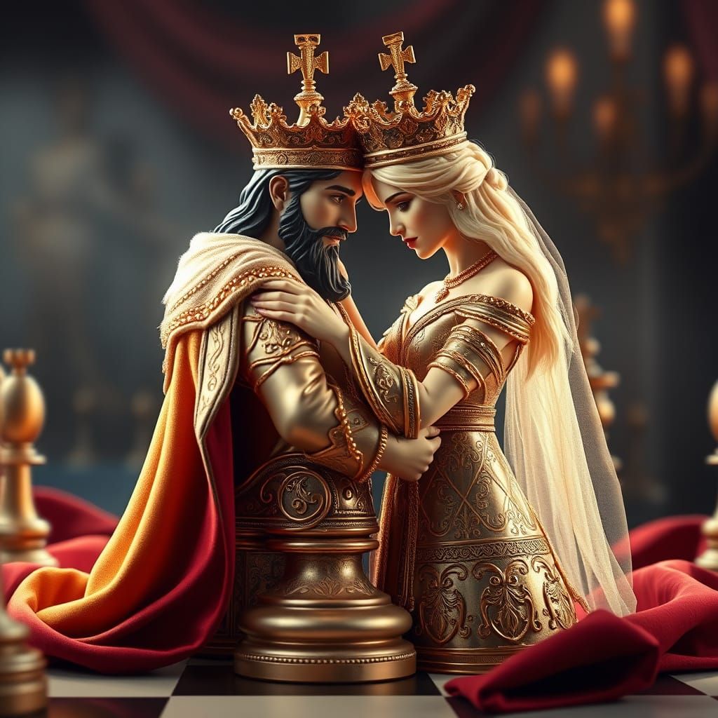 imperious king and queen of chess couple in love