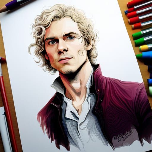 {{Enjolras from Les Misérables}} beautiful blond hair, abstract vector ...