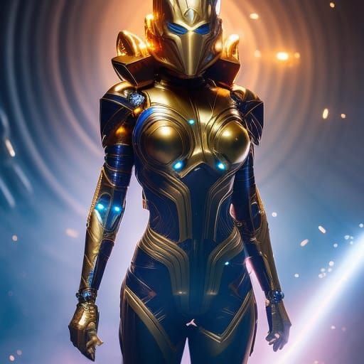 fantasy sparkly shiny stunning golden cyborg, futuristic, perfect ...