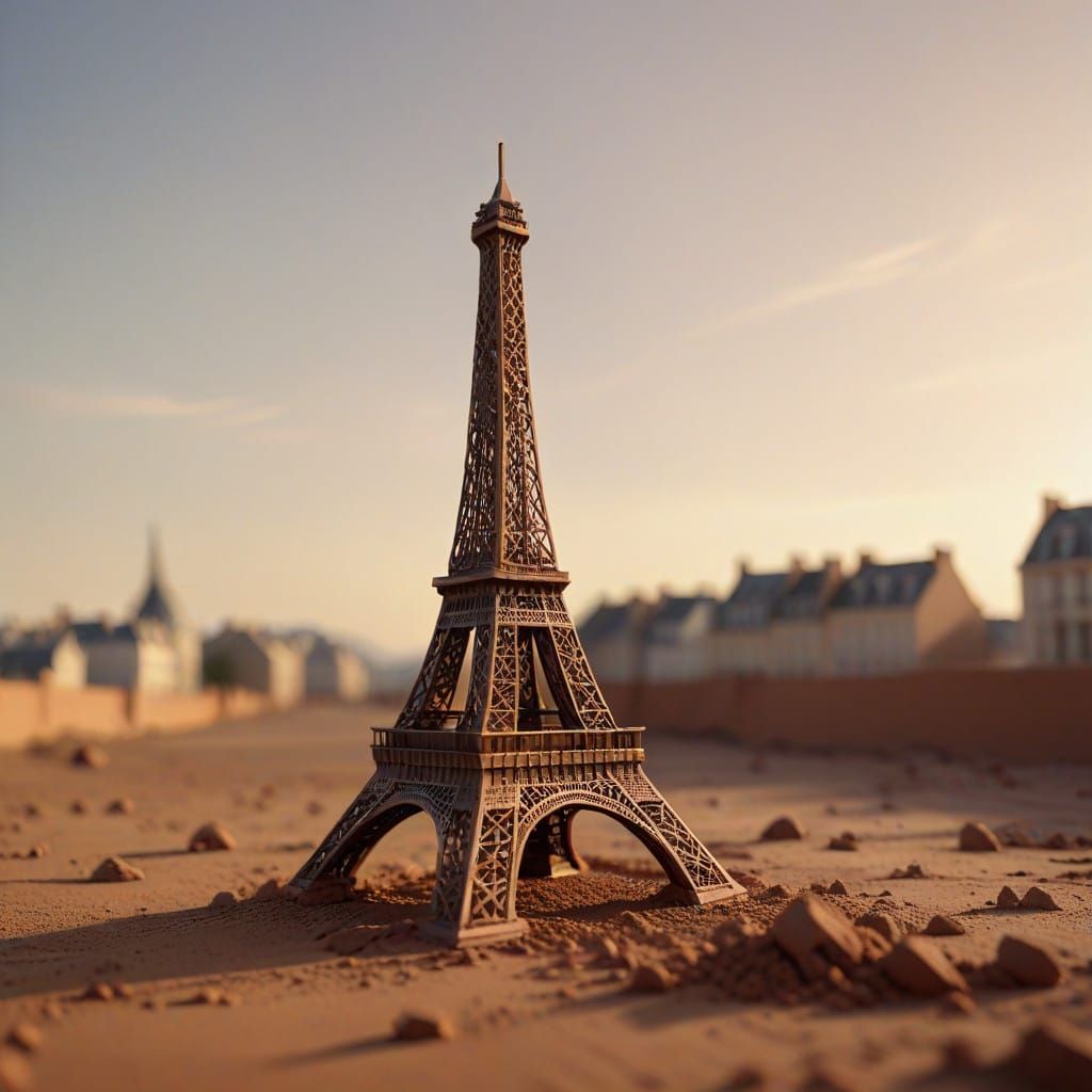 Eiffel Tower - Miniature Eiffel Tower, Shot in Cinematic Sty...