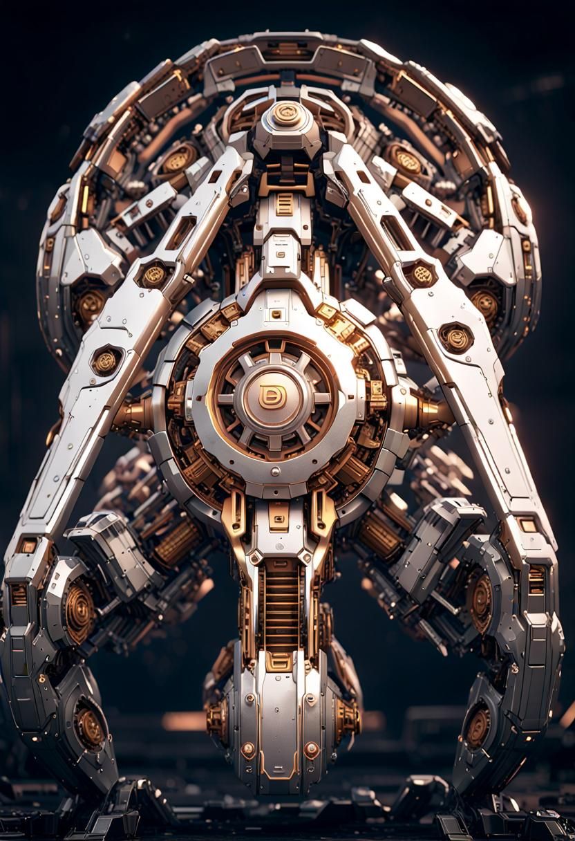 intricate mech details, ground level shot, 8K resolution, Cinema 4D ...