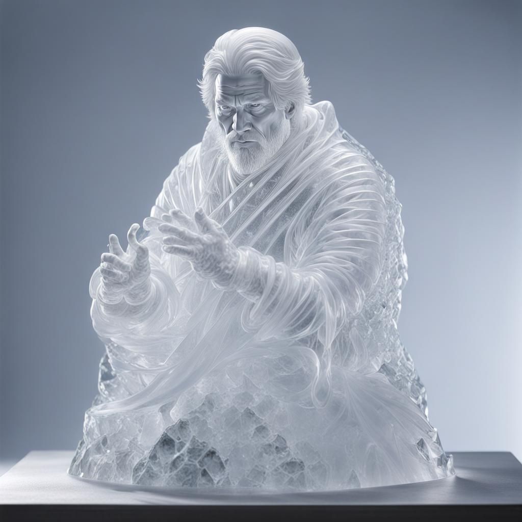 an ice sculptured statue designed by Yukio Matsuo, a Japanese ice ...