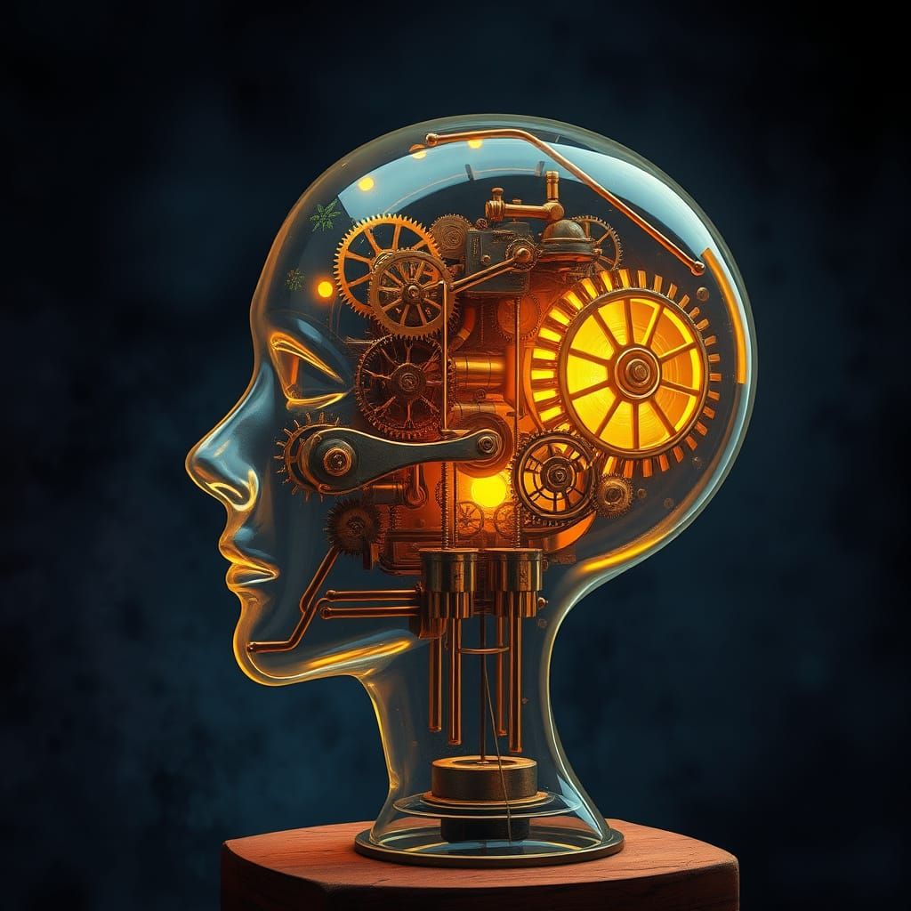 The Thinking Process - Glowing Masterwork of Whimsical Clock...