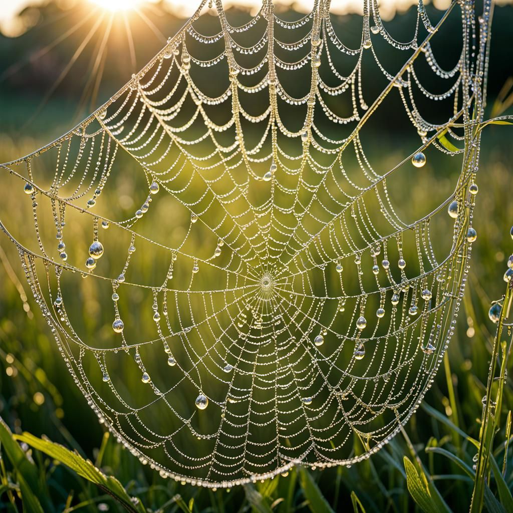 spider web in the morning dew (3) - AI Generated Artwork - NightCafe ...
