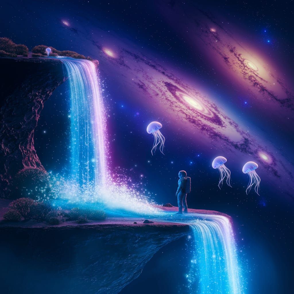 Galactic Drift: Where Waterfalls Meet the Stars