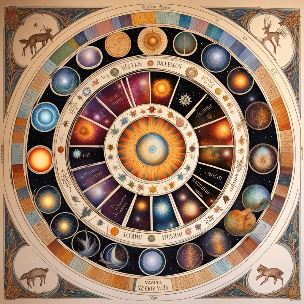 wheel of the year cosmic zodiac seasons - AI Generated Artwork ...