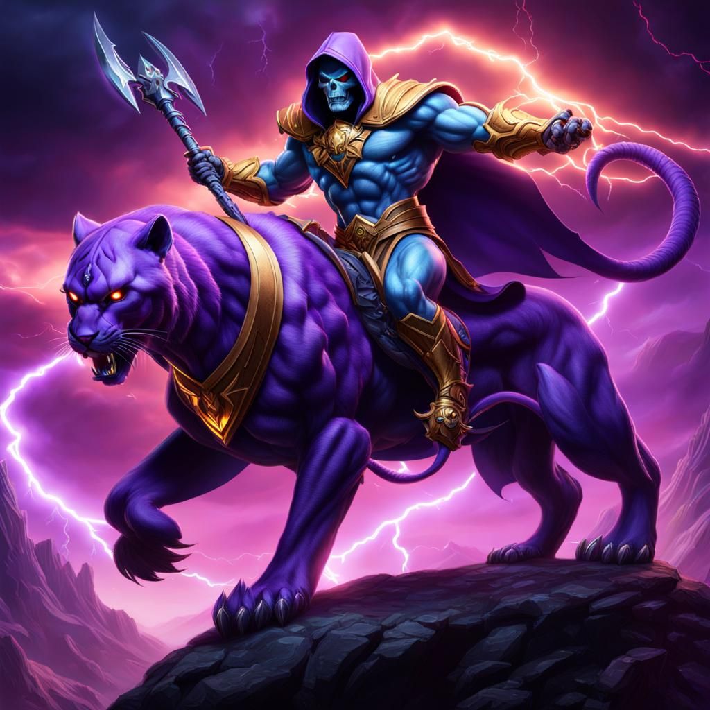 Skeletor Riding Panthor - AI Generated Artwork - NightCafe Creator