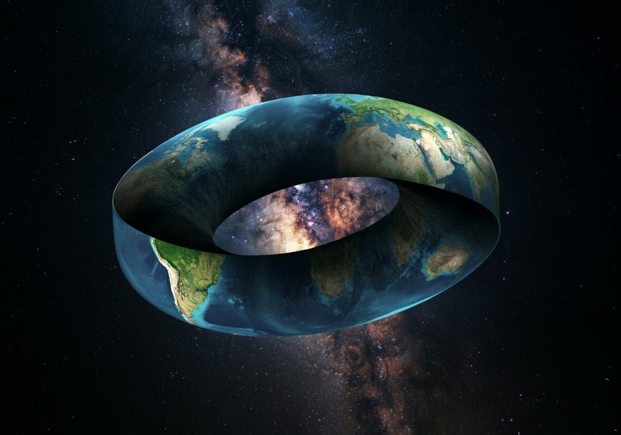 An earth model with the shape of a Möbius strip.