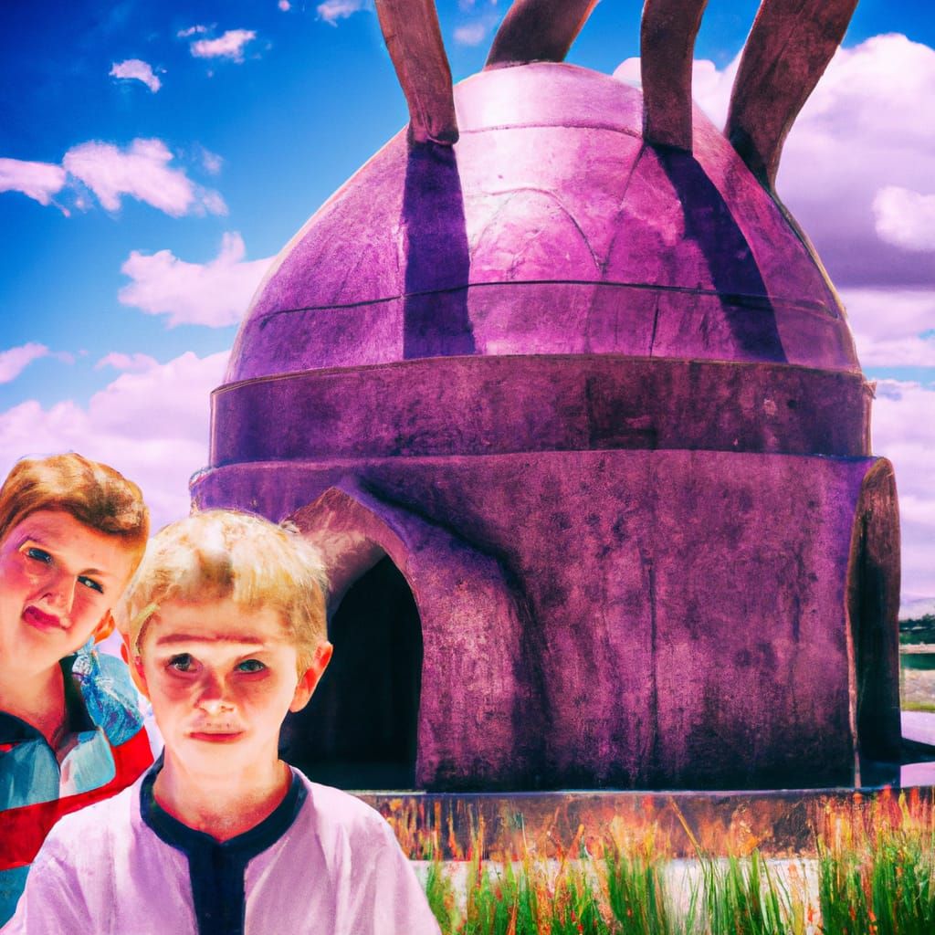 Selfie with purple "Alexander Bunyip" at the National Carillon bell ...