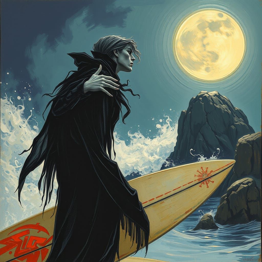 Vampire Surfer in Elegant Surf Culture - AI Art