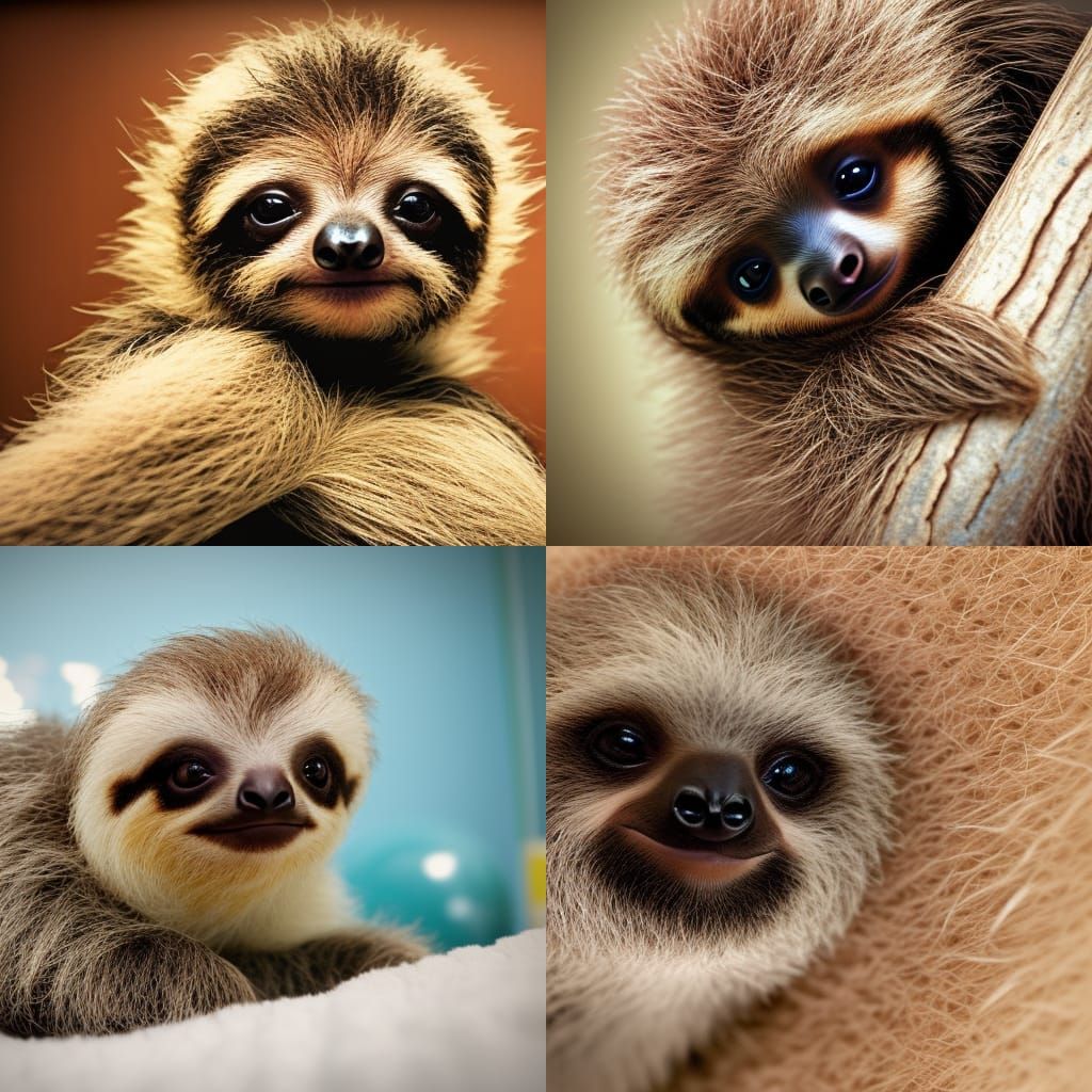 Cute baby Sloths! - AI Generated Artwork - NightCafe Creator