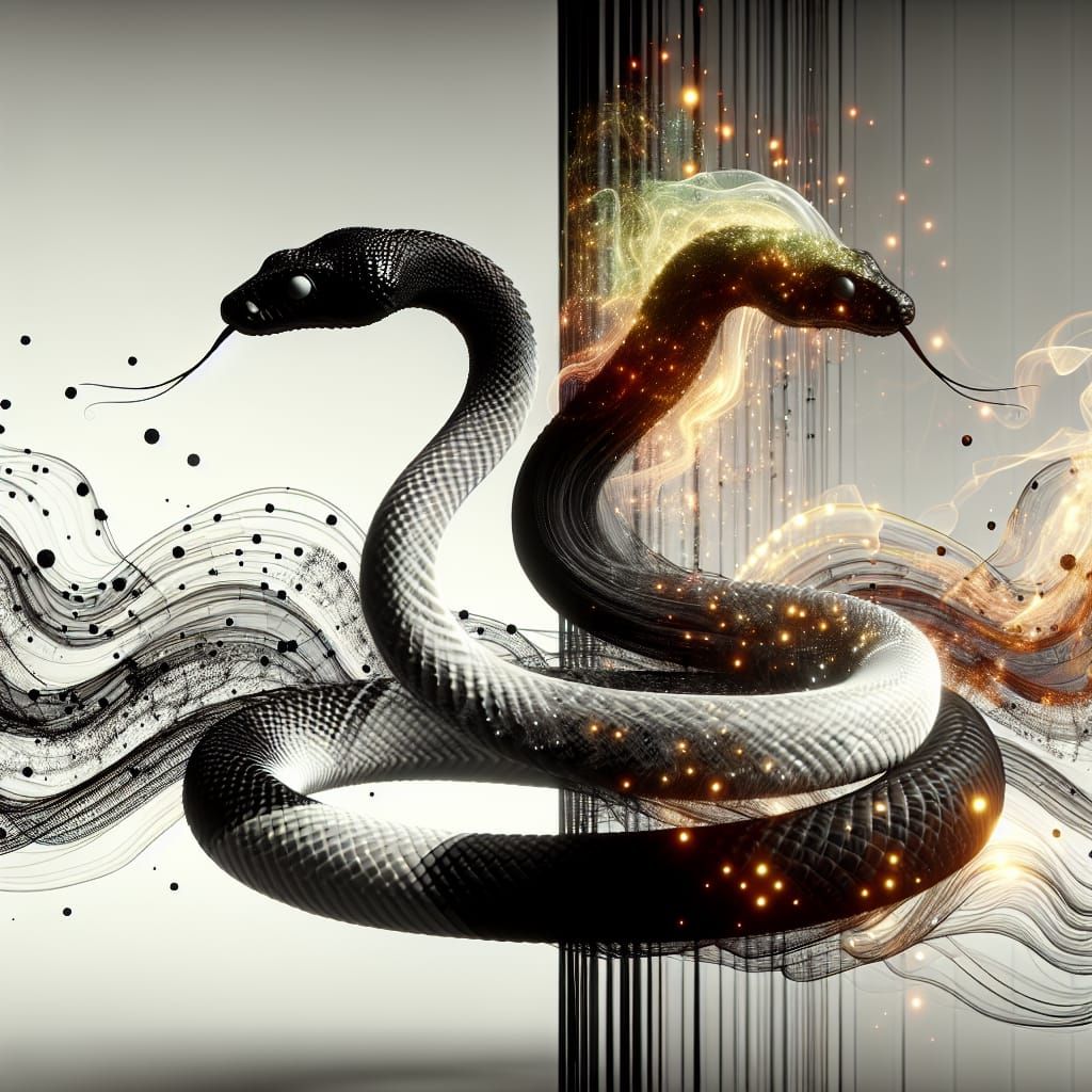 Surreal Snake Manifestation in Vibrational Hues - AI Art