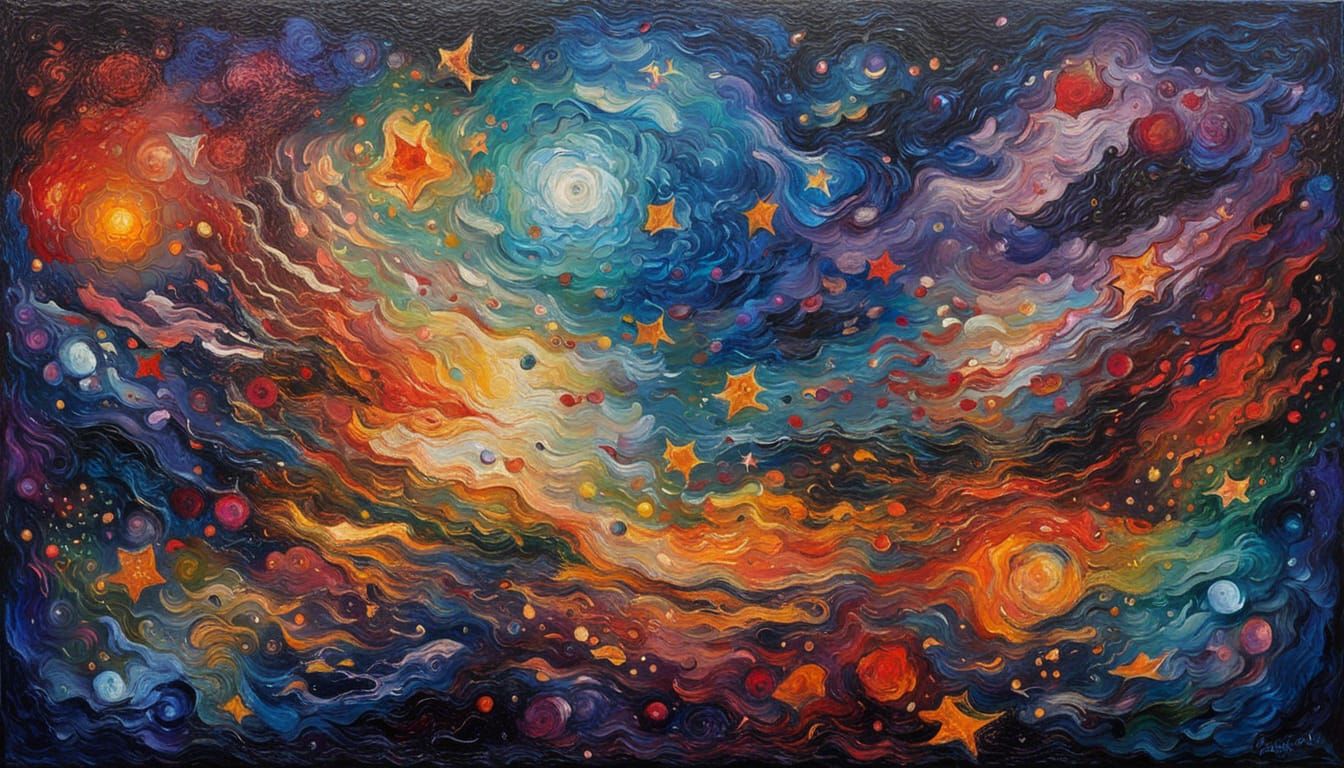 Depictions of the vastness of space with distant galaxies and stars neo ...