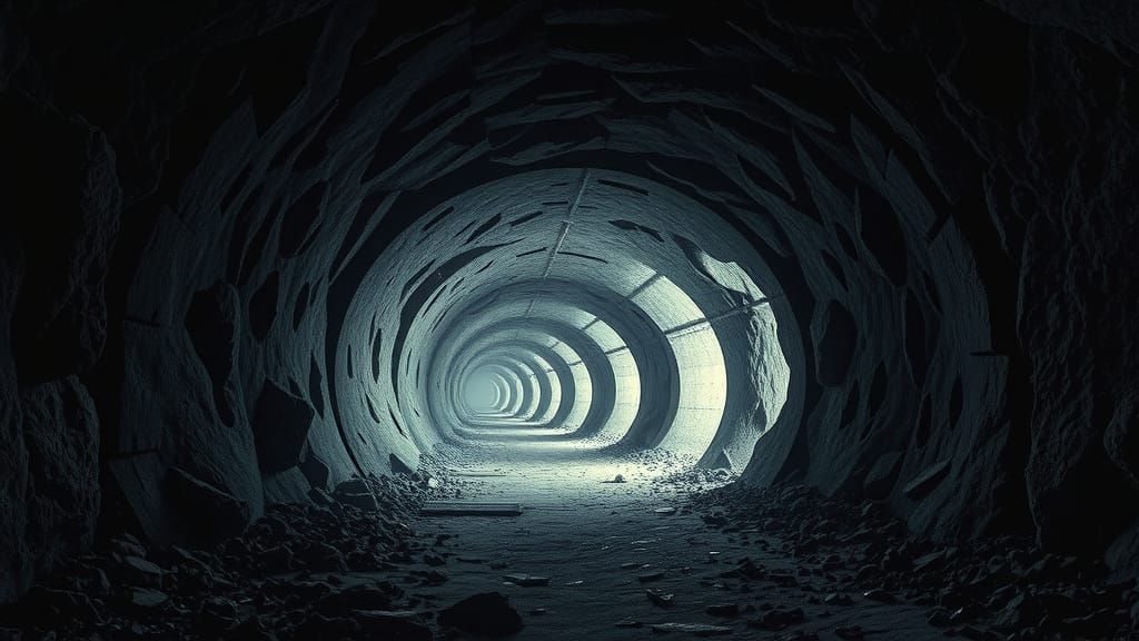 Dark Cave Wall Textures in Futuristic Desolation - AI Art