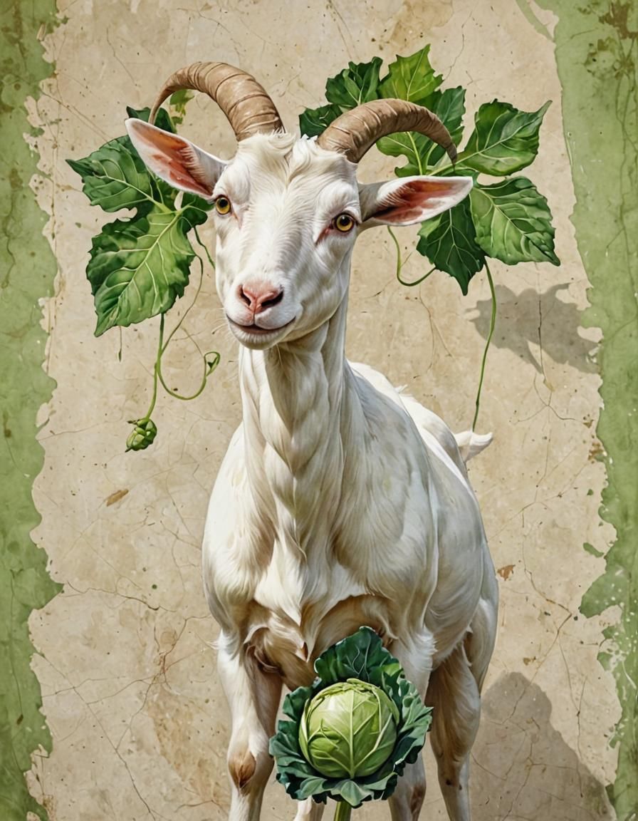 Goat with cabbage - AI Generated Artwork - NightCafe Creator