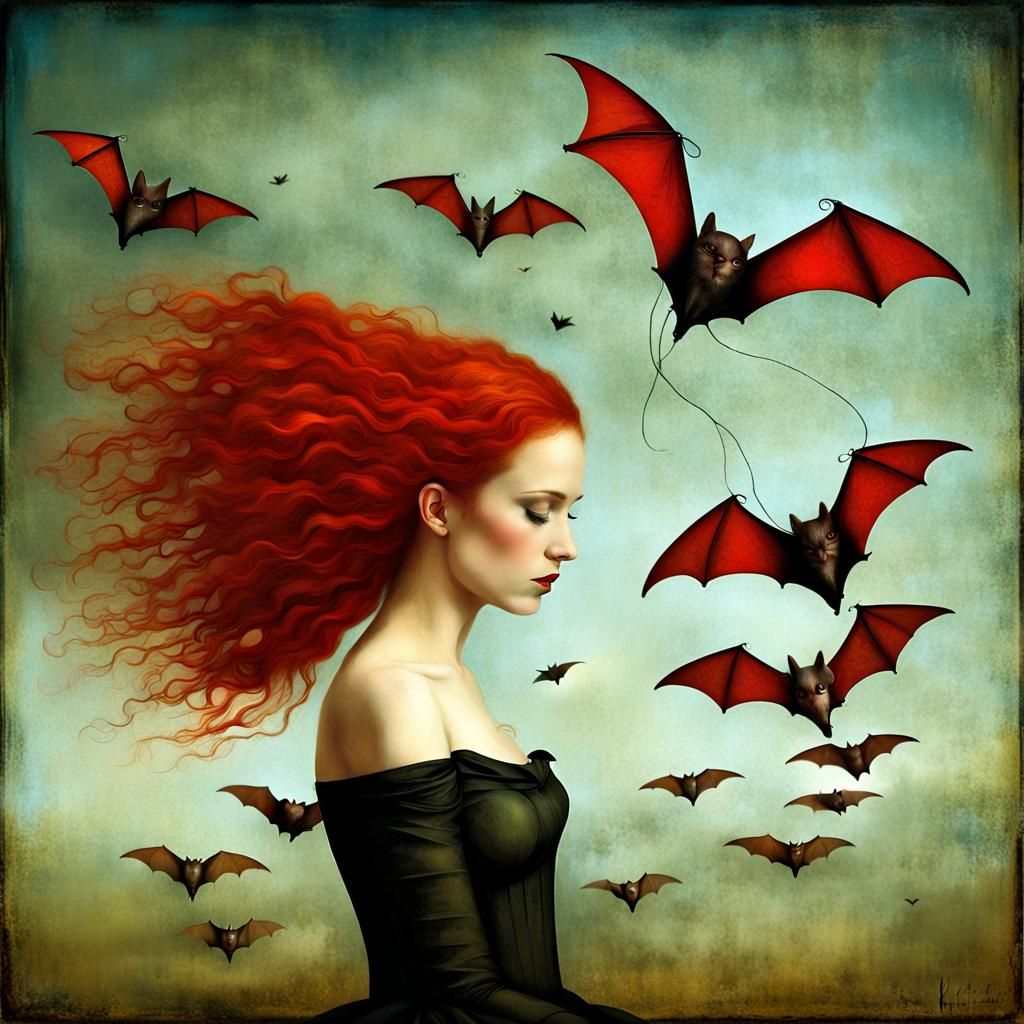 The thoughts were like demon bats, always there - AI Generated Artwork - NightCafe Creator