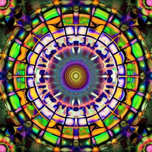 Mandala made of many different types of layered clouds at different ...