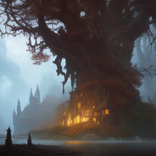castle in a tree - AI Generated Artwork - NightCafe Creator