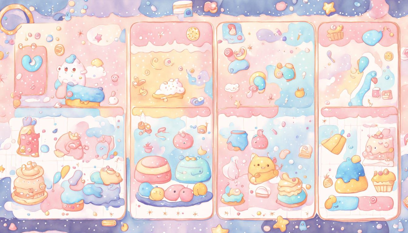Surreal Pastel Bakery UI with Whimsical Match-3 Ti... - AI Art