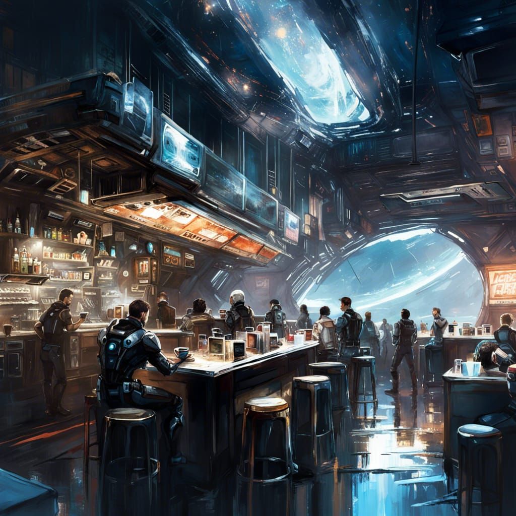 Coffee Shop in Space - AI Generated Artwork - NightCafe Creator