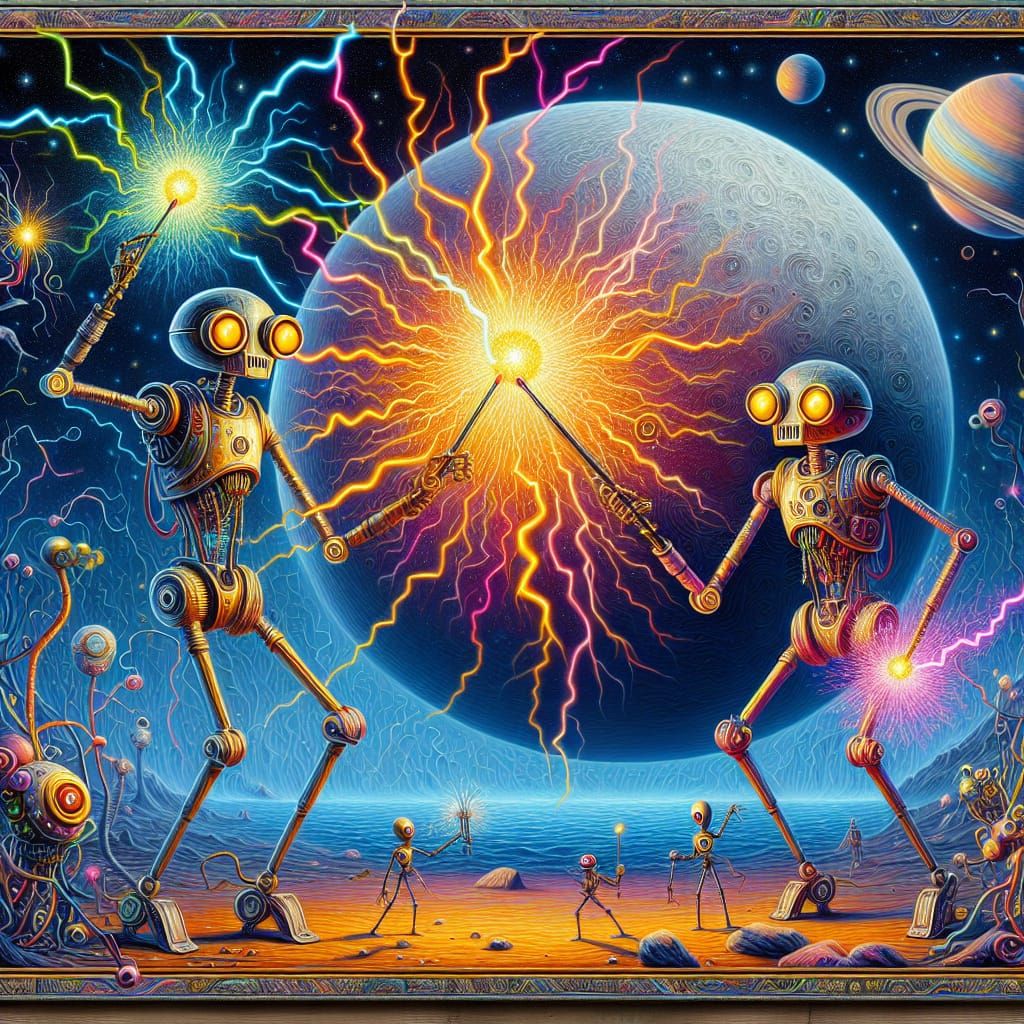 Trurl and Klapauscius thin spindly cybercore robot... - AI Art