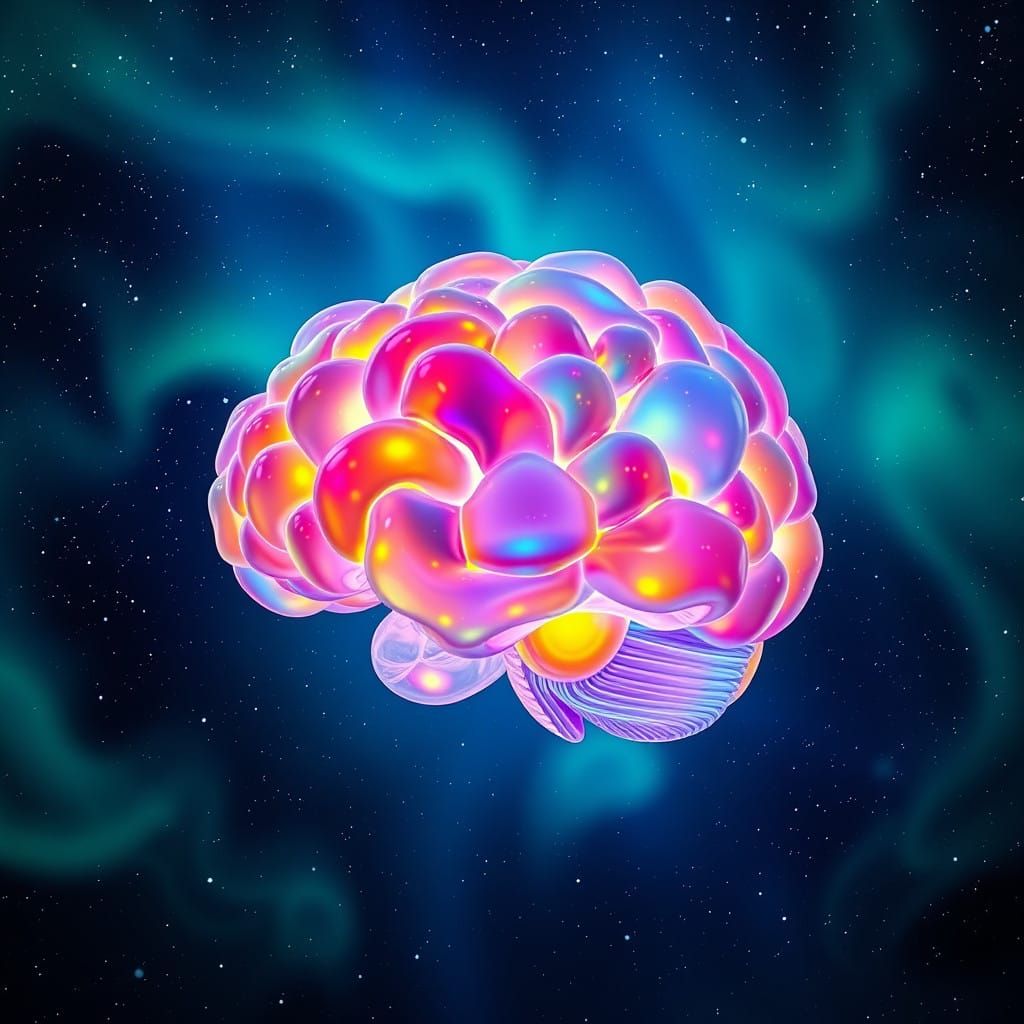 Ethereal Brain Floats in Celestial Realm - AI Art