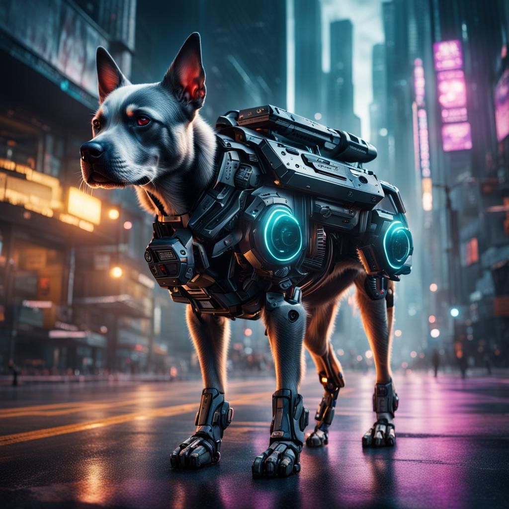 Cyberpunk dog with Ai intelligence - AI Generated Artwork - NightCafe ...