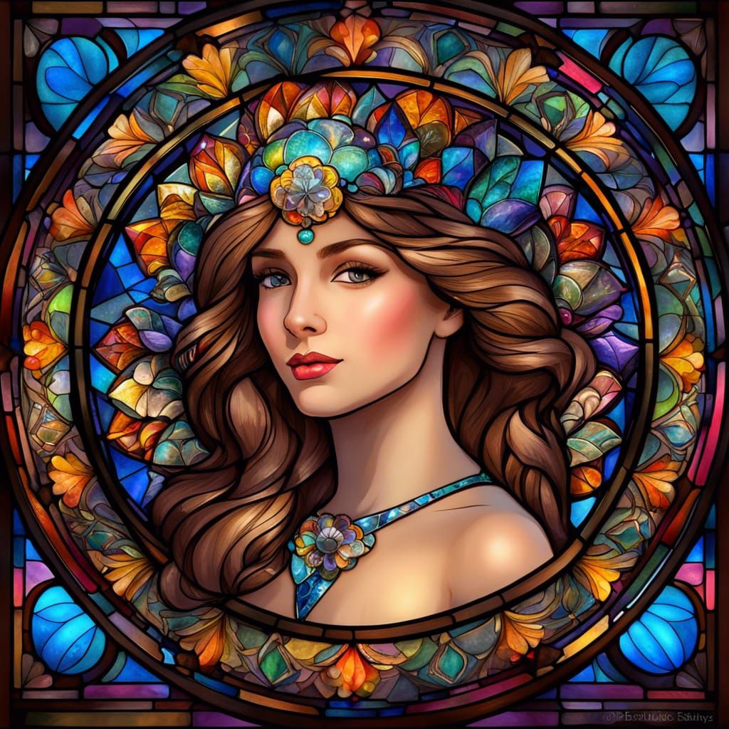 Mandalas_in_a_portrait :: Maximalist opalescent_stained_glass_window ...