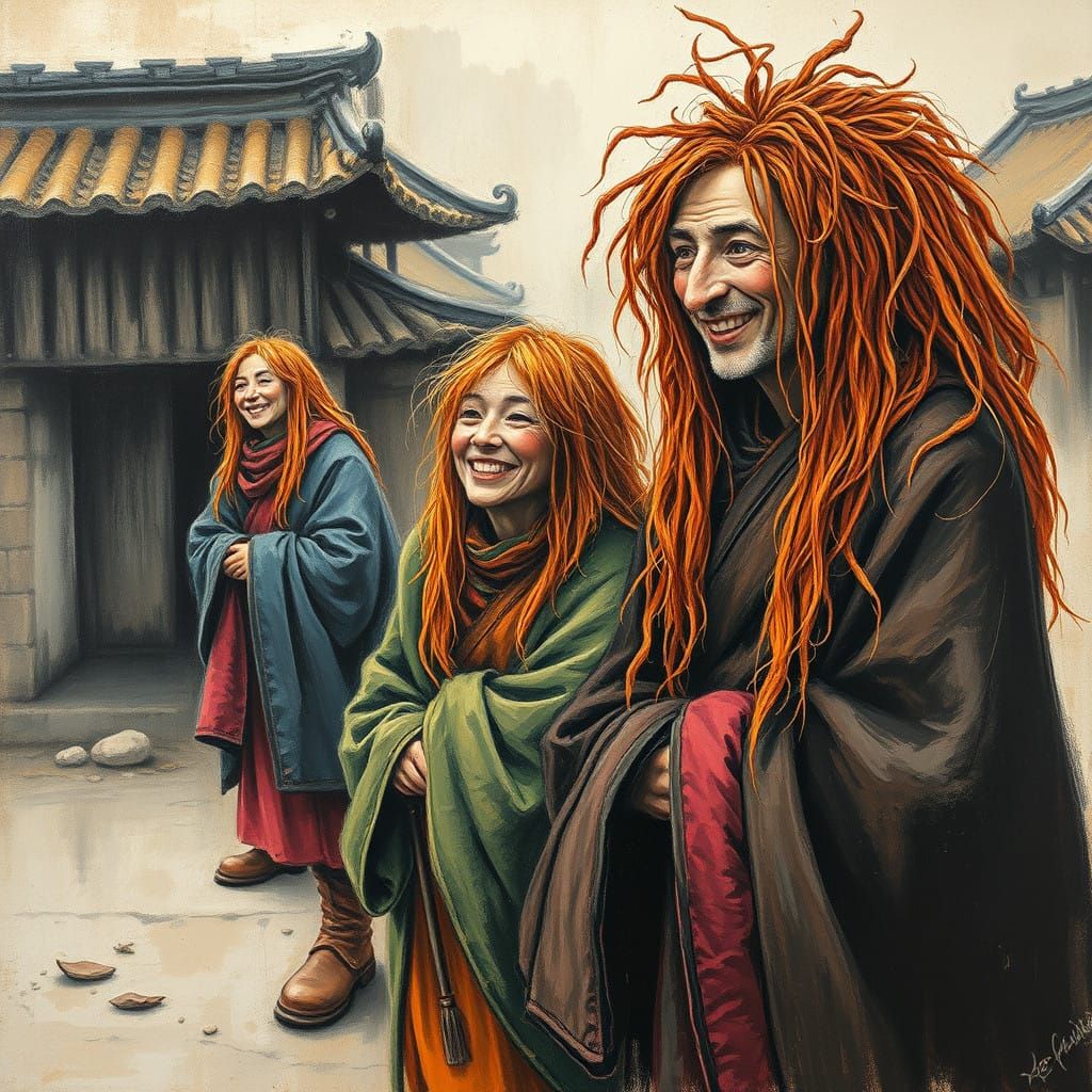 long unkempt tangled reddish-blonde hair