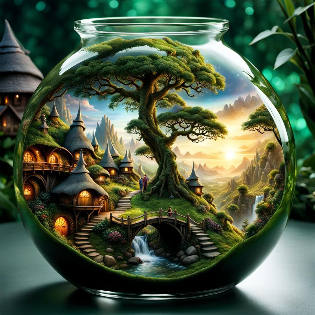 Glass bowl art - LOTR - AI Generated Artwork - NightCafe Creator
