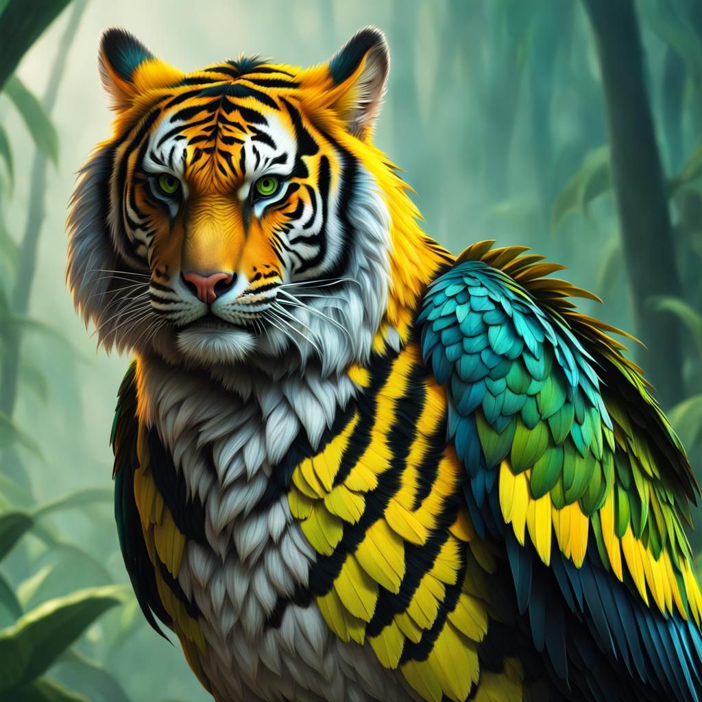 tiger parrot hybrid, fantasy, cinematic, atmospheric, masterpiece ...