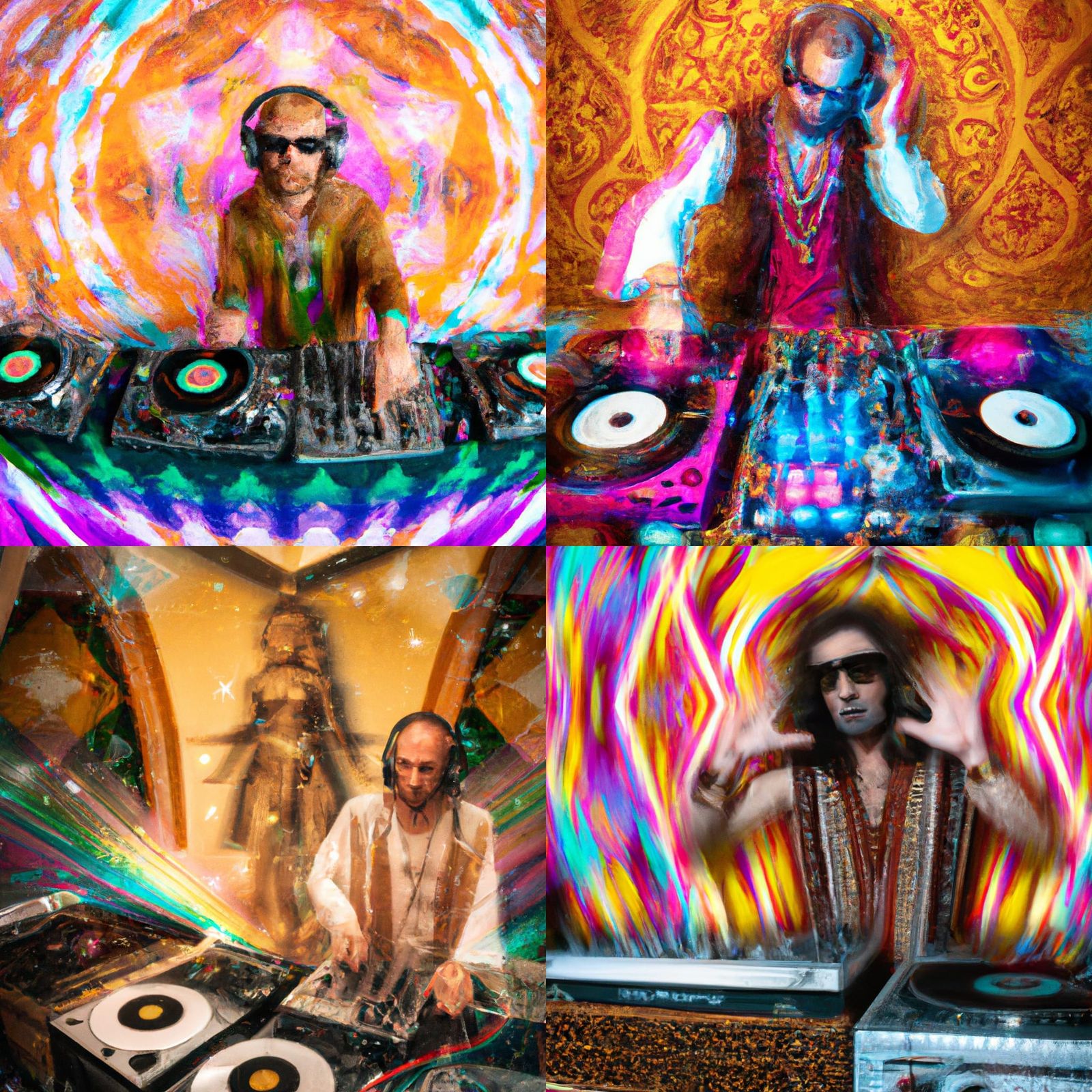 A Multidimensional DJ Playing Music In A Disco Vortex Fantasy Cyberpunk ...